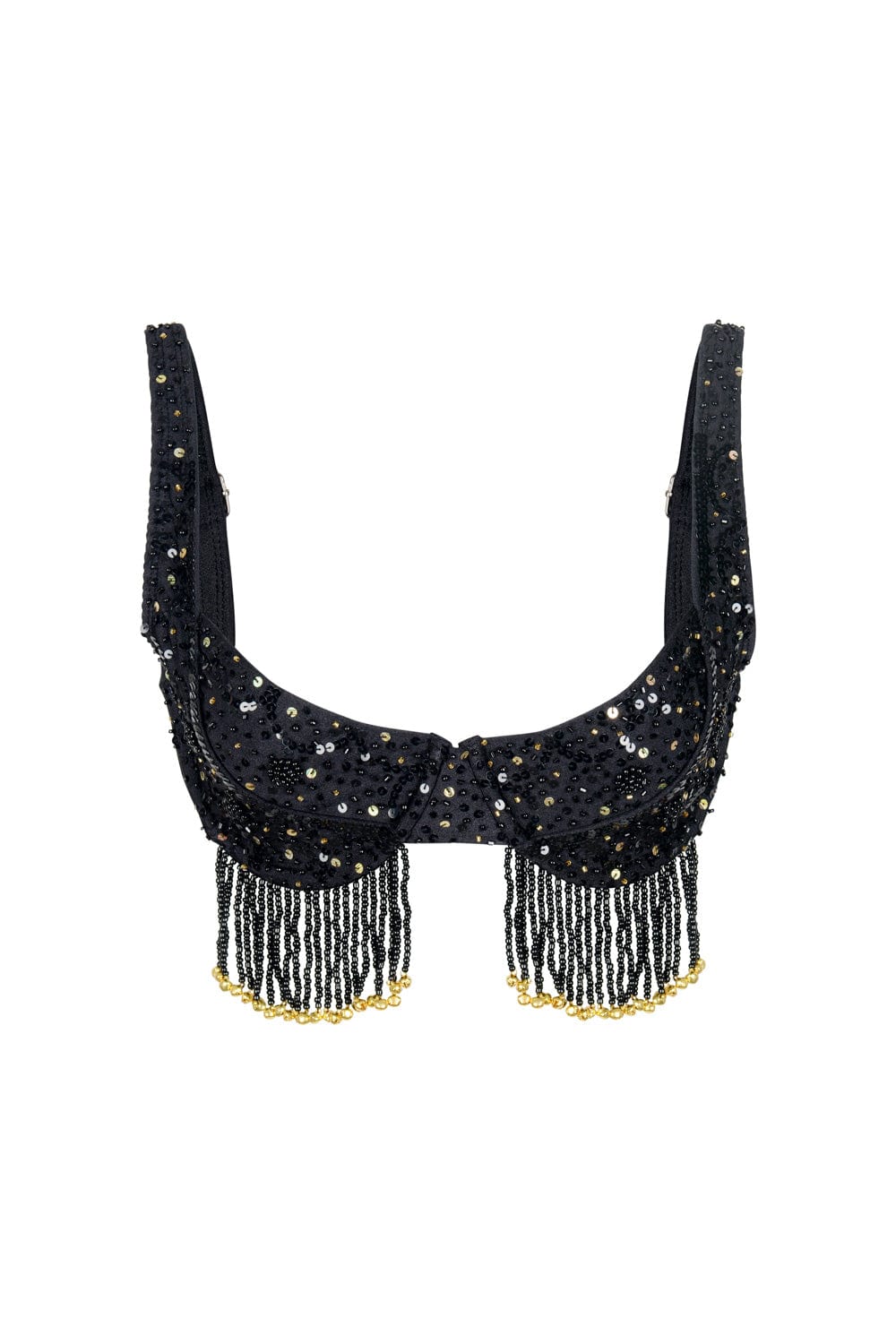 EDEN TASSLE SHIMMY BRA - BLACK/GOLD – Her Pony
